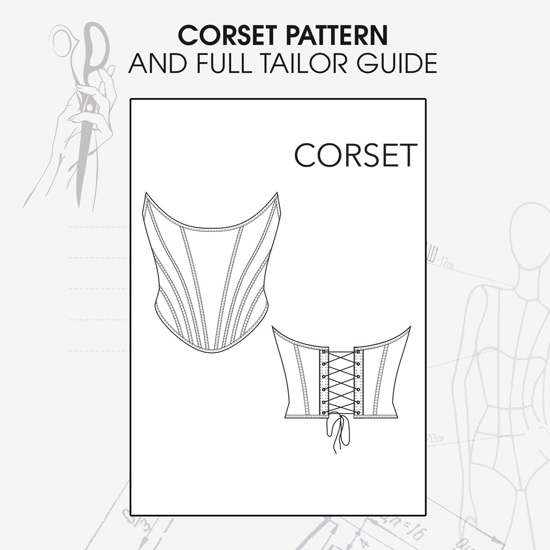 Lacing Corset Pattern L Size, Full Guided Sewing Patterns Pdf, Corsage ...
