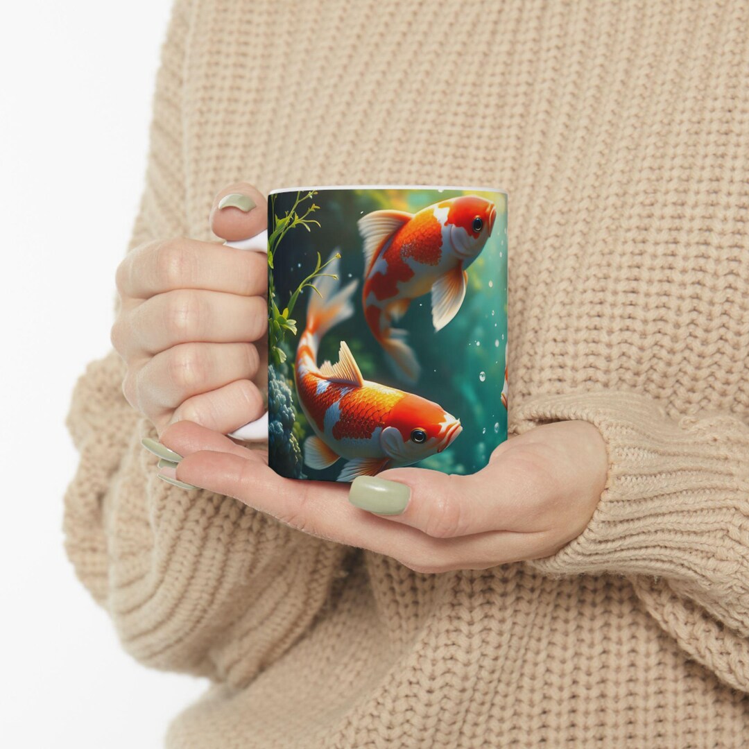 Koi Fish Ceramic Mug: Serene Art for Tea & Coffee - Etsy