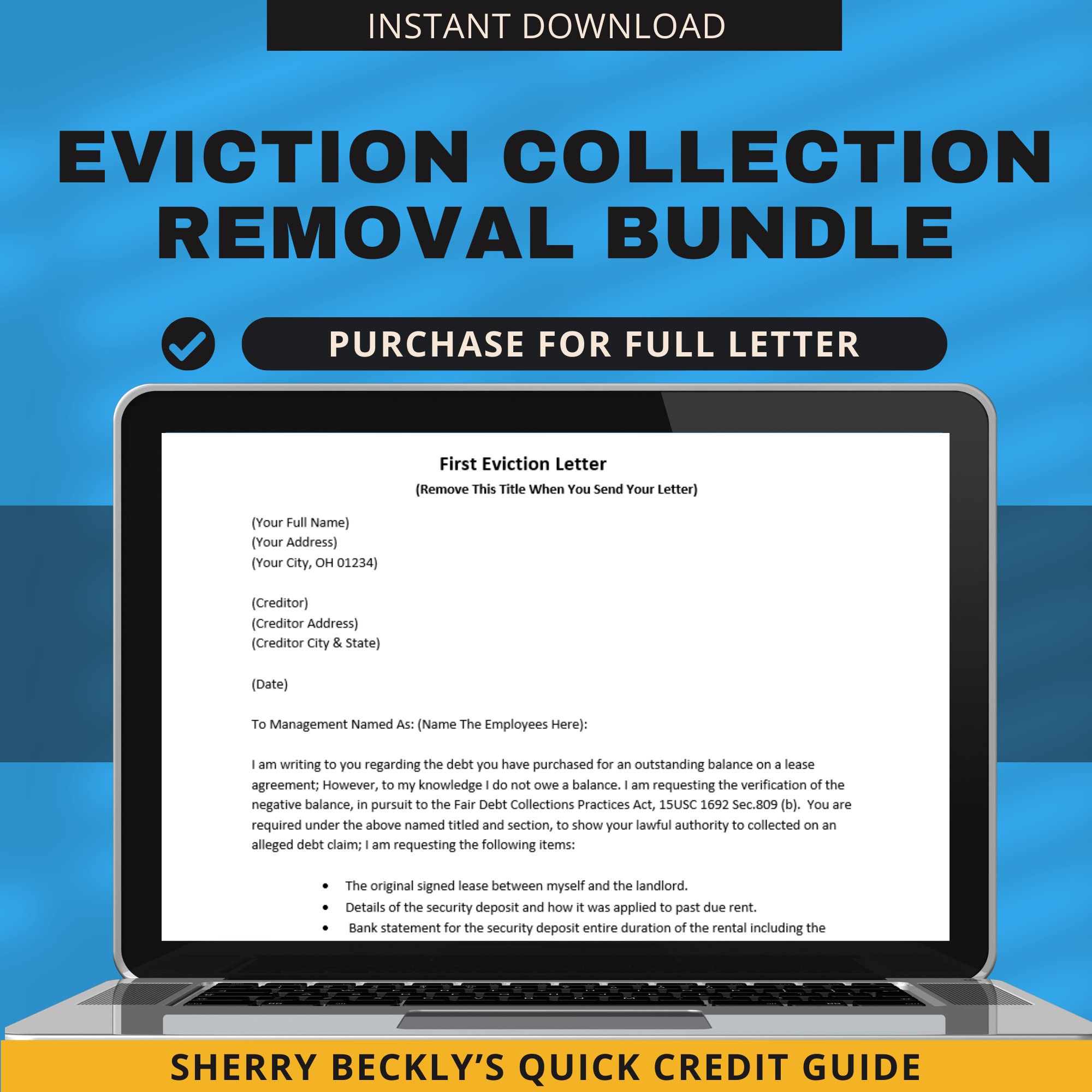 Eviction Collection Removal Bundle, Template Bundle, Poor Bad Credit, Credit Score, Personal ...