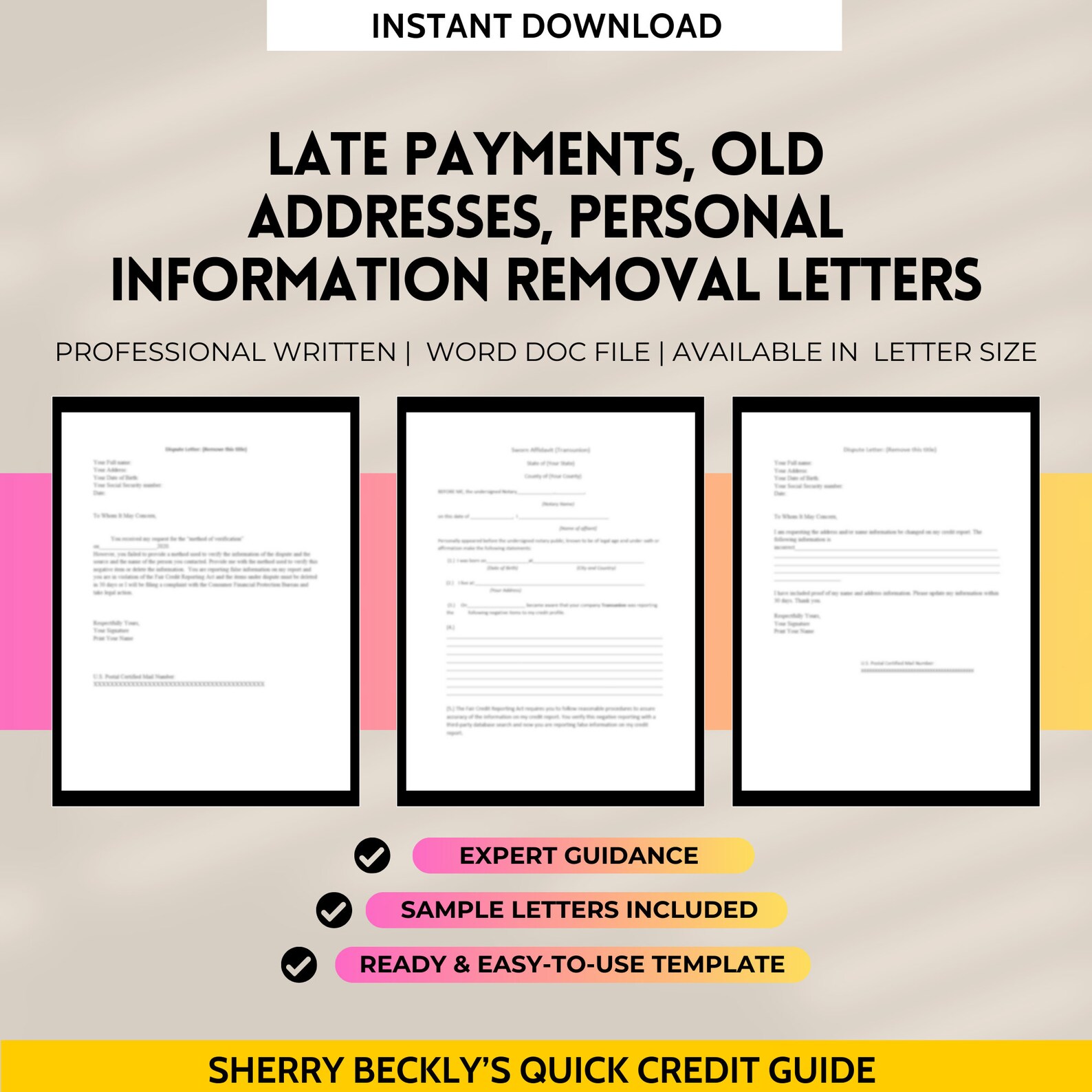 Late Payments Old Address Personal Information Removal Letters ...