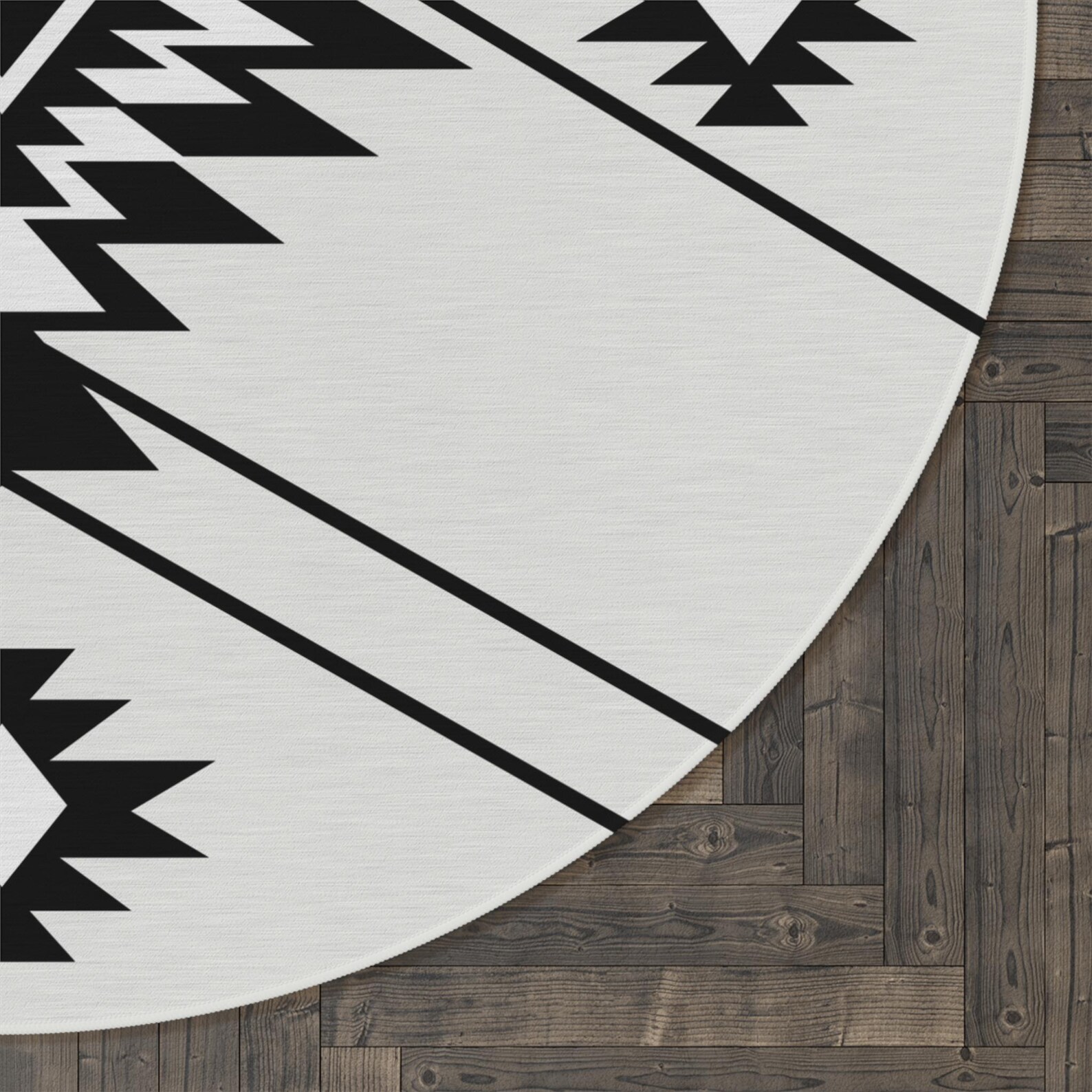 Southwest Tribal Round Rug, Black and Off-white Area Carpet, Home Decor ...