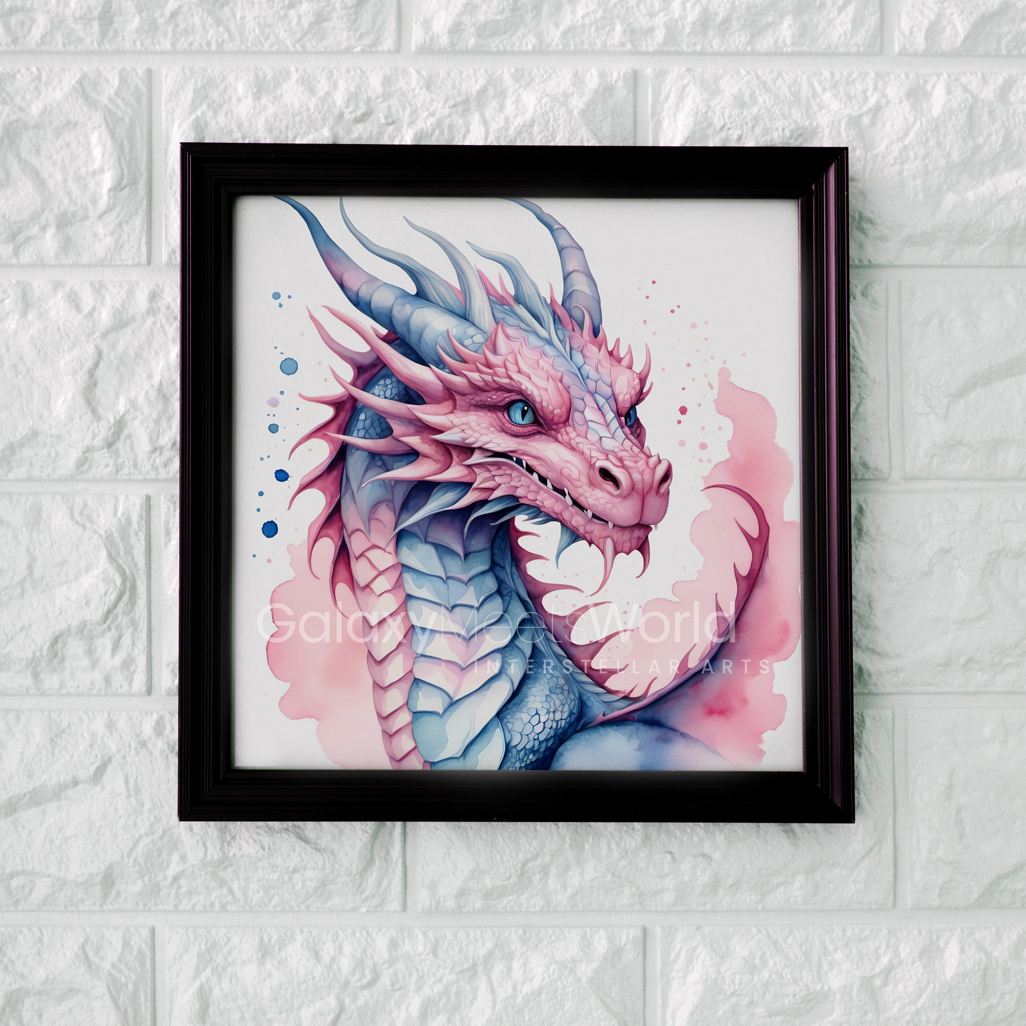 Pastel Watercolour Dragon Digital Wall Art • Pink & Blue Watercolor ...