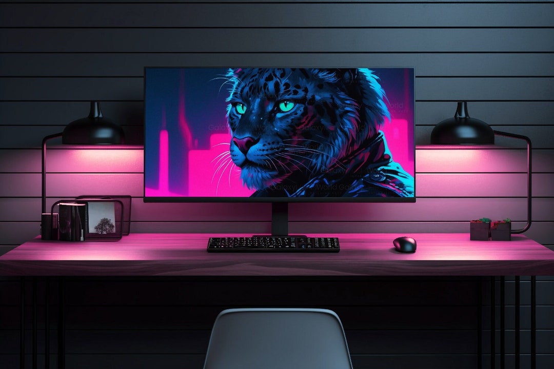 Cyberpunk Leopard Wall Art Print & Desktop Wallpaper, Hi-res Digital ...