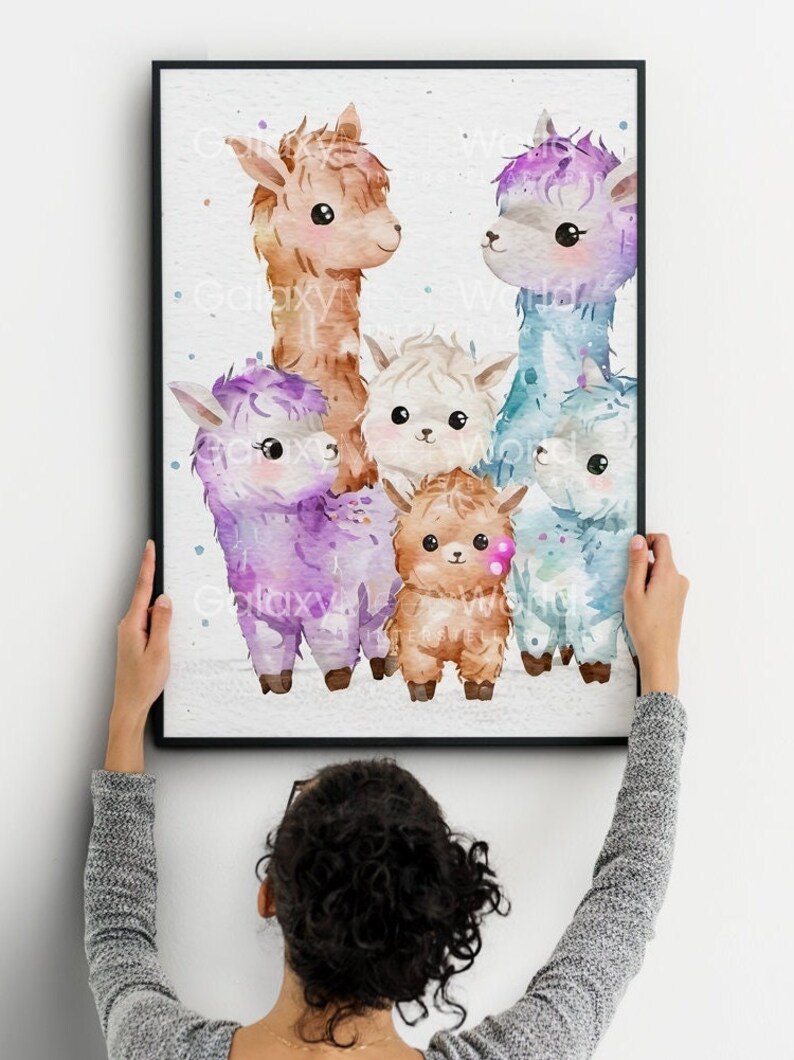 Watercolour Alpaca Family Clipart, Nursery Decor Llamas, Cute Alpaca ...