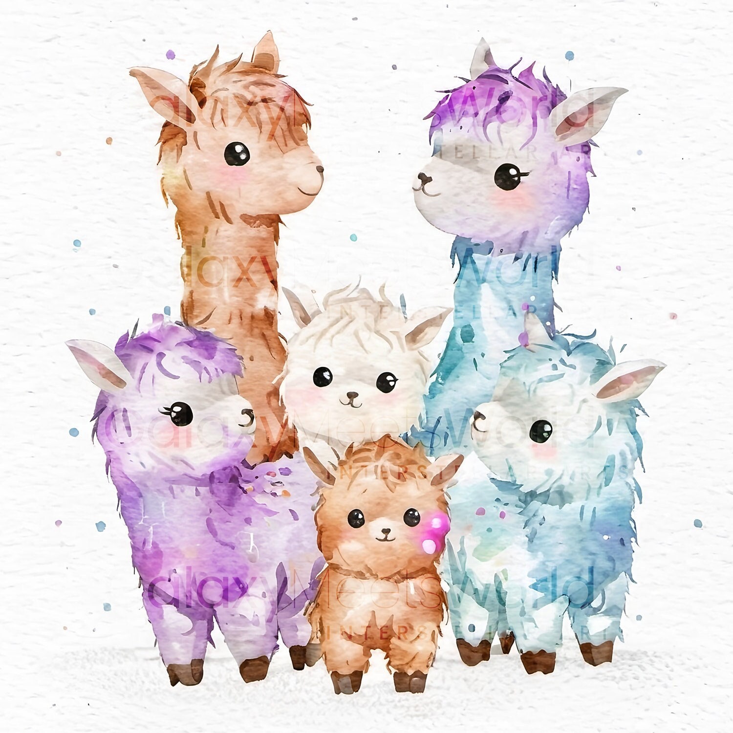 Watercolour Alpaca Family Clipart, Nursery Decor Llamas, Cute Alpaca ...