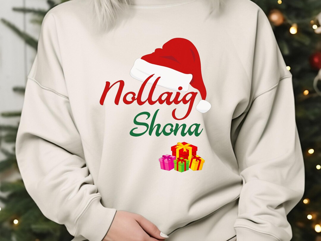 Nollaig Shona Matching Gift Costume Merry Christmas Irish T-shirt ...