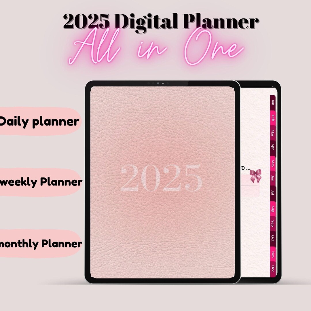Minimalist 2025 Digital Planner Pink Digital Planner Daily, Weekly ...
