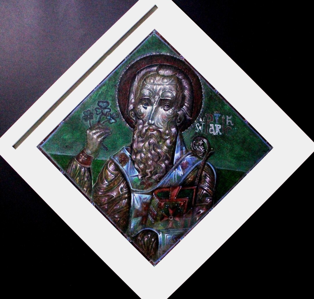 Saint Patrick Icon | Christian Religious Icon | St. Patrick Wall Art ...