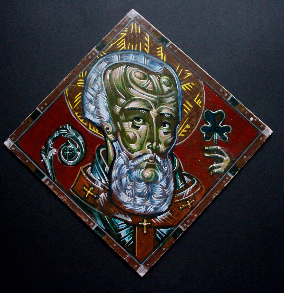 Hand-painted Icon of Saint Patrick – Traditional Christian Religious ...