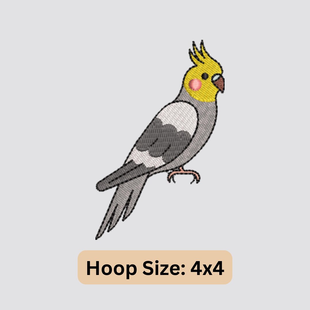 Cockatiel Embroidery Design, Tropical Bird Embroidery File, Exotic Pet ...