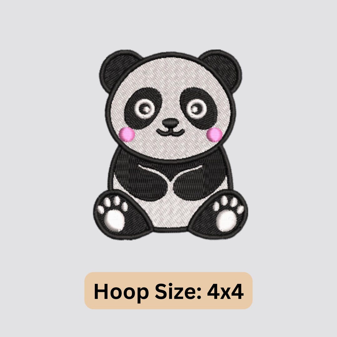 Kawaii Panda Embroidery Design, Cute Panda Bear Embroidery File ...
