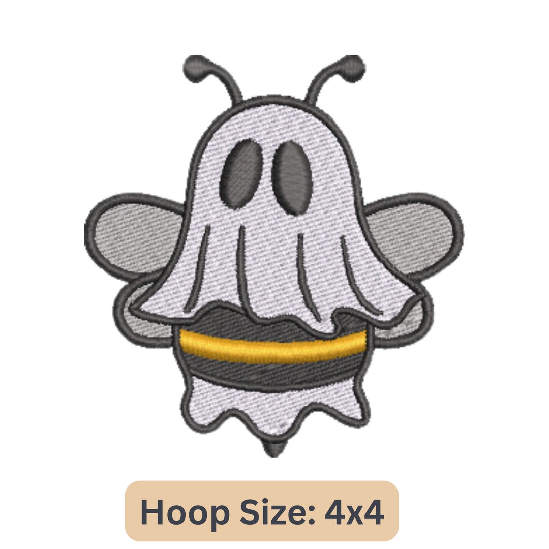 Spooky Ghost Embroidery Design, Bumblebee Ghost Embroidery File, Trendy ...