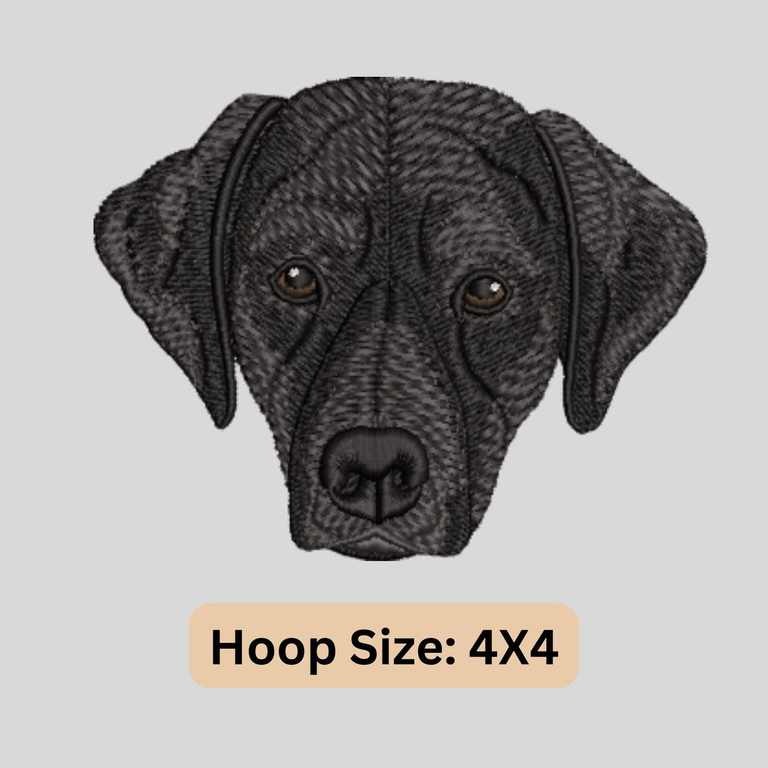 Black Labrador Retriever Embroidery Design, Realistic Black Lab ...