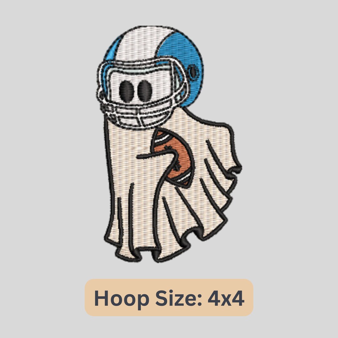 Football Playing Ghost Embroidery Design, Ghost in Football Helmet ...