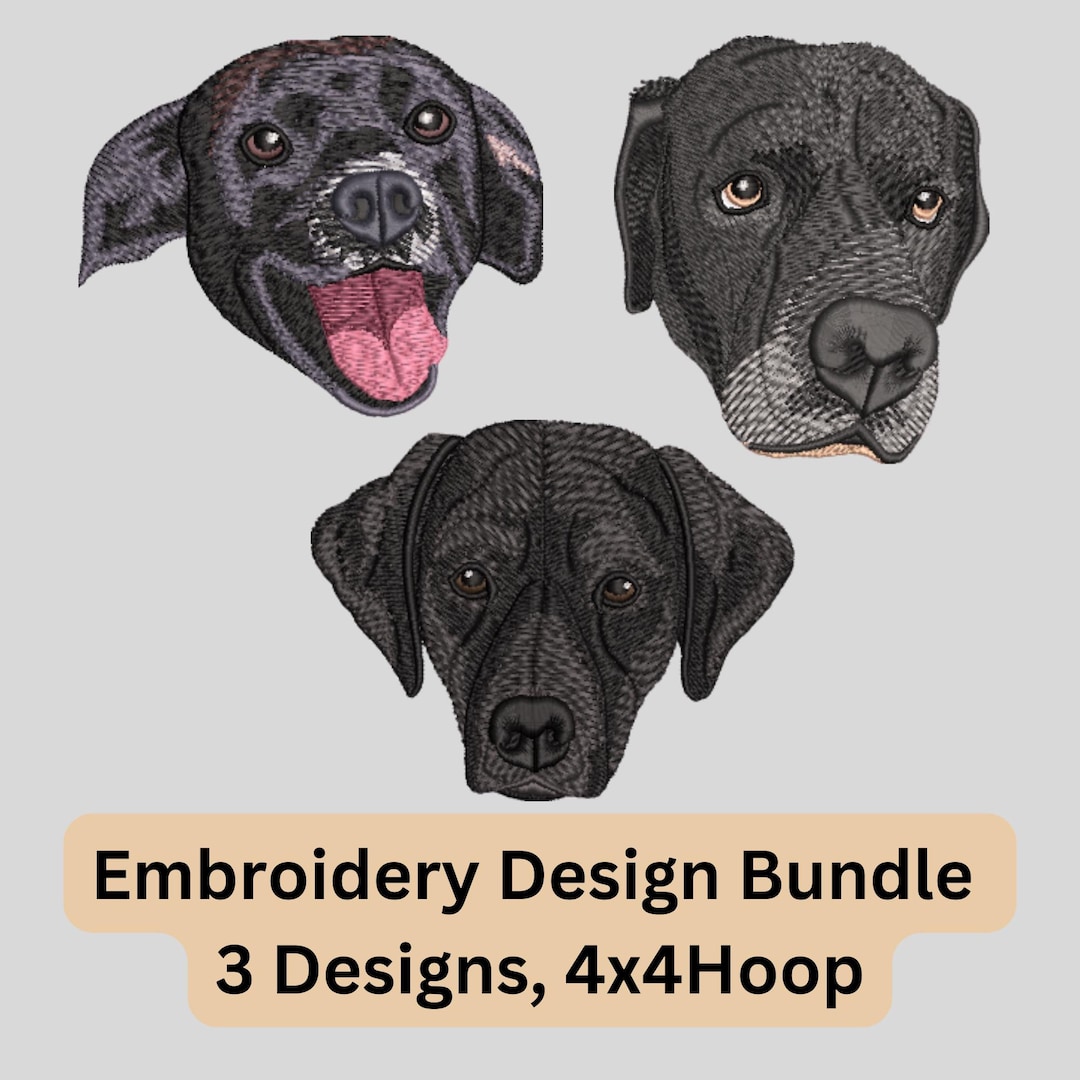 Black Labrador Retriever Embroidery Design Bundle, Realistic Labrador ...