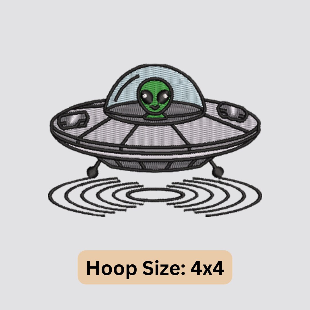 Alien UFO Embroidery Design, Alien Spaceship Embroidery File, Sci Fi ...