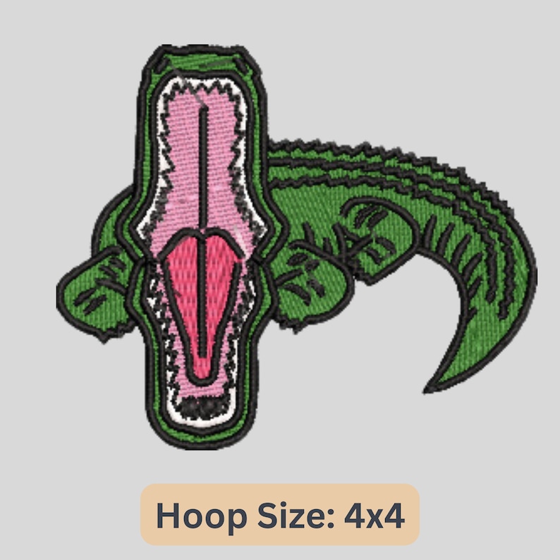 Alligator Embroidery Design, Reptile Machine Embroidery File (digital ...