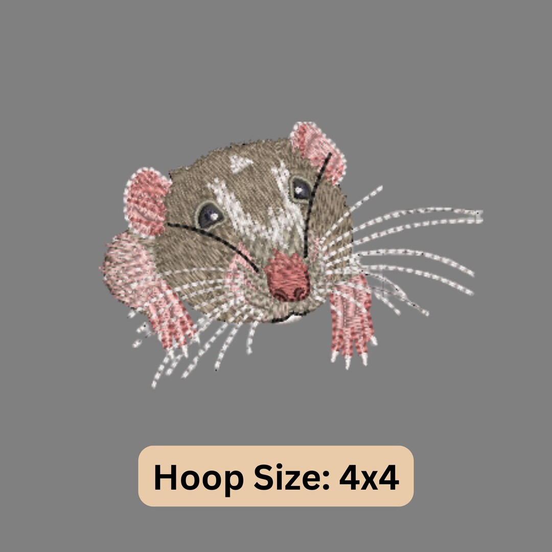 Realistic Rat Embroidery Design, Cute Rat Embroidery File, Multiple ...