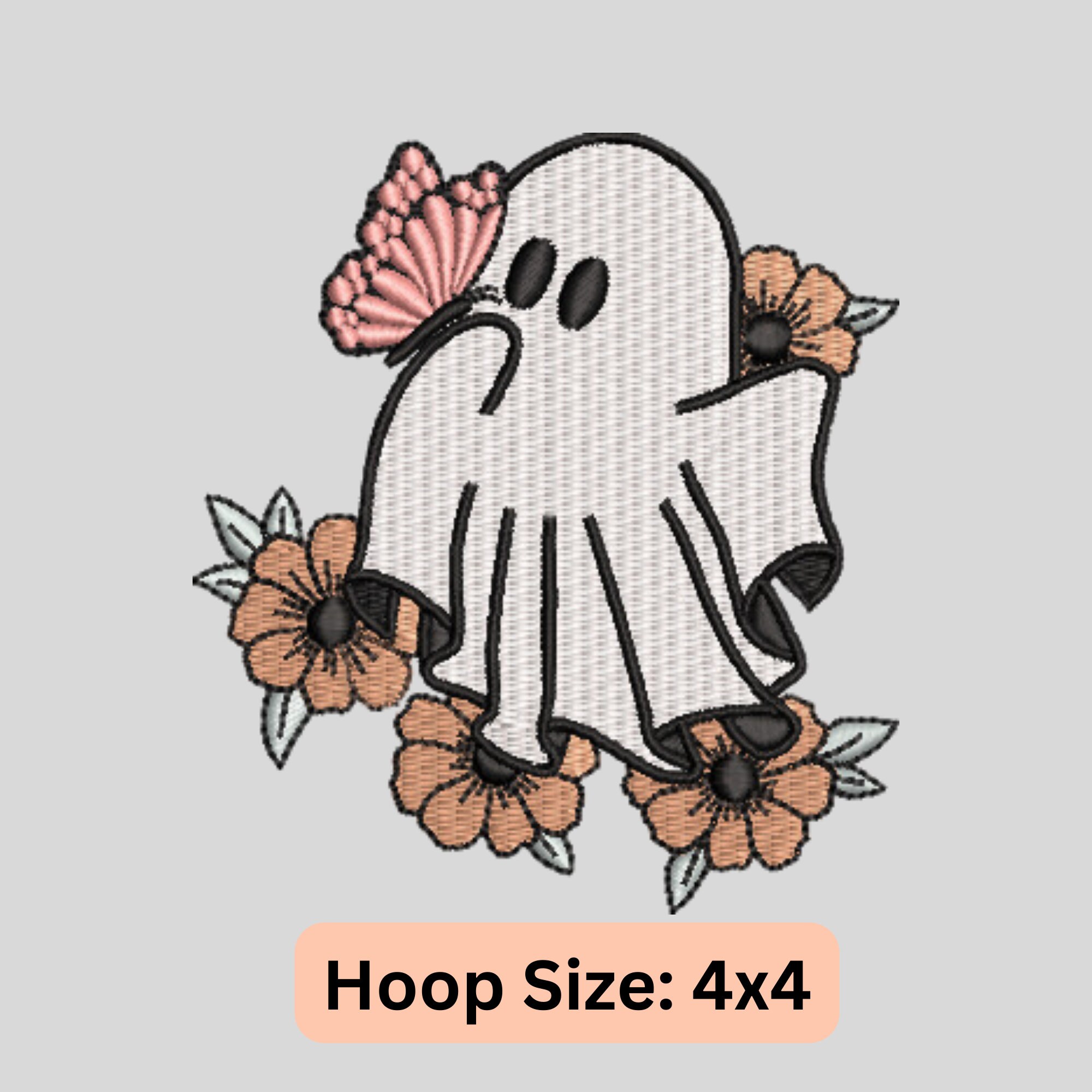 Retro Ghost Embroidery Design, Halloween Ghost Embroidery File, Trendy ...