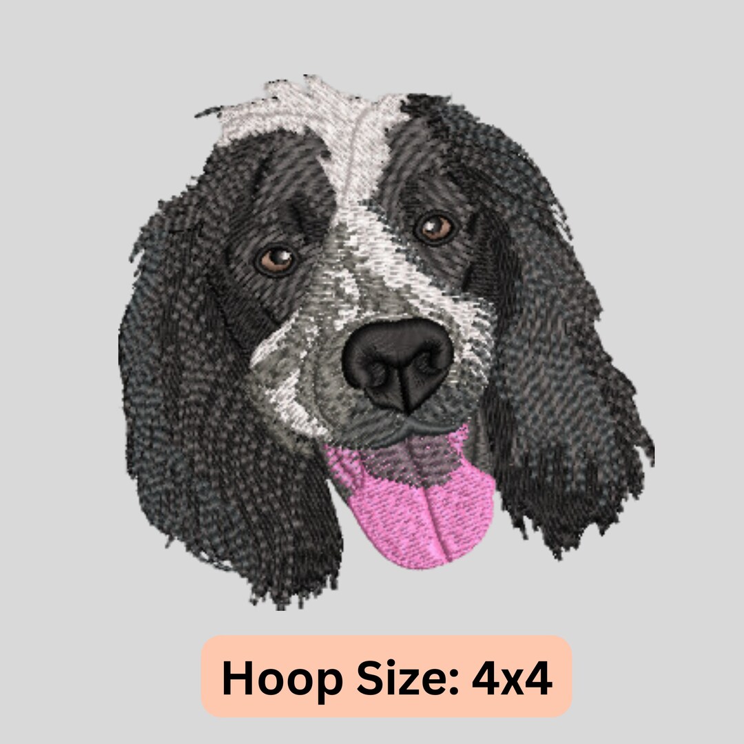 English Springer Spaniel Dog Embroidery Design, Realistic Spaniel Dog ...