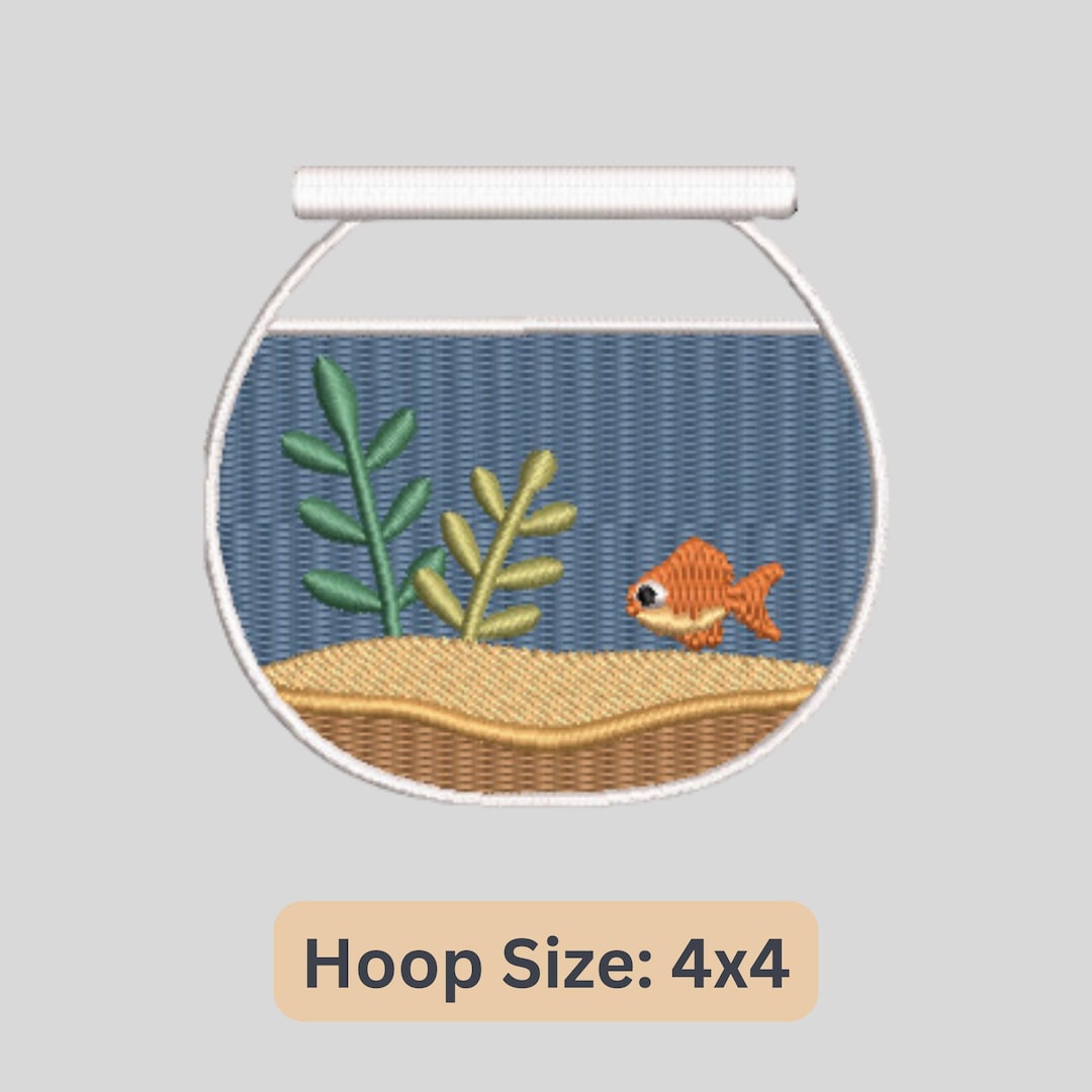 Fish Bowl Embroidery Design, Aquarium Fish Embroidery File, Multiple ...