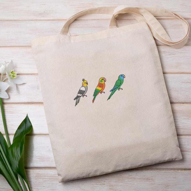 Cockatiel, Sun Conure and Parrot Border Embroidery Design, Tropical ...
