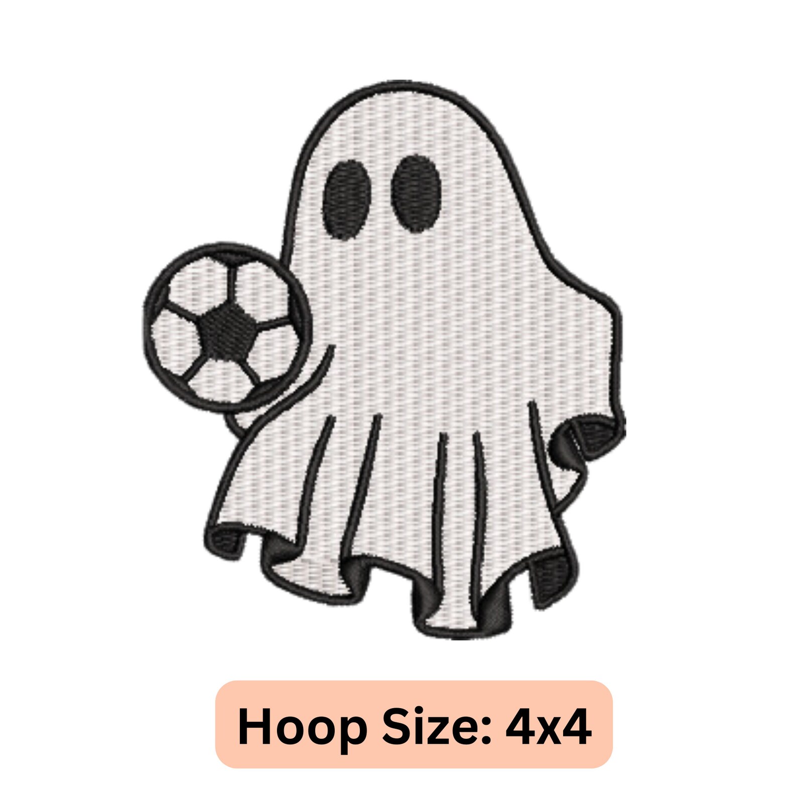 Soccer Ghost Embroidery Design, Cute Ghost Holding Soccer Ball ...