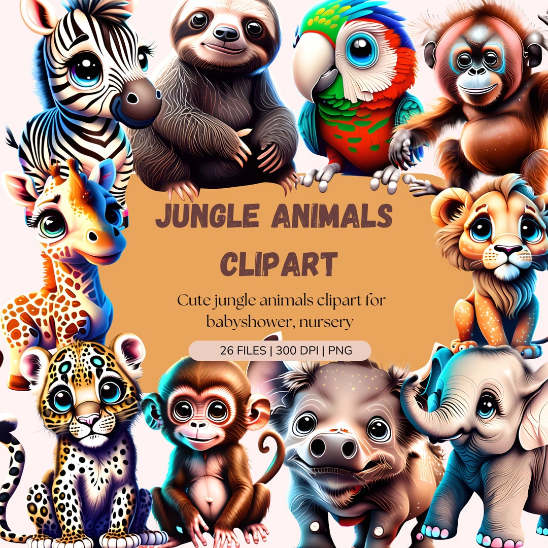 Lindos animales de la selva PNG clip art/ safari babyshower vivero PNG ...