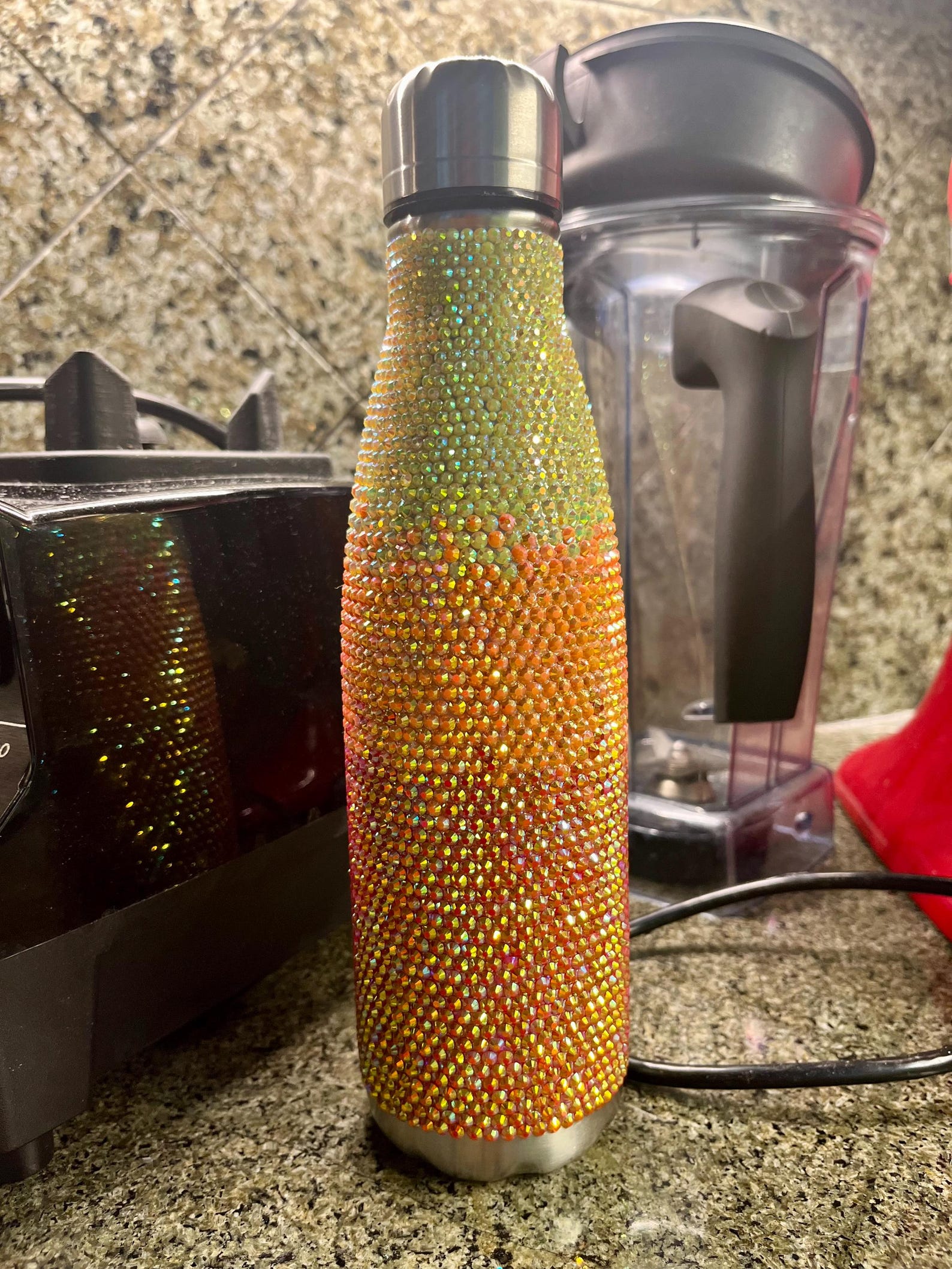 Elegant 17oz Blinged Stainless Steel Water Bottle – Style Meets ...