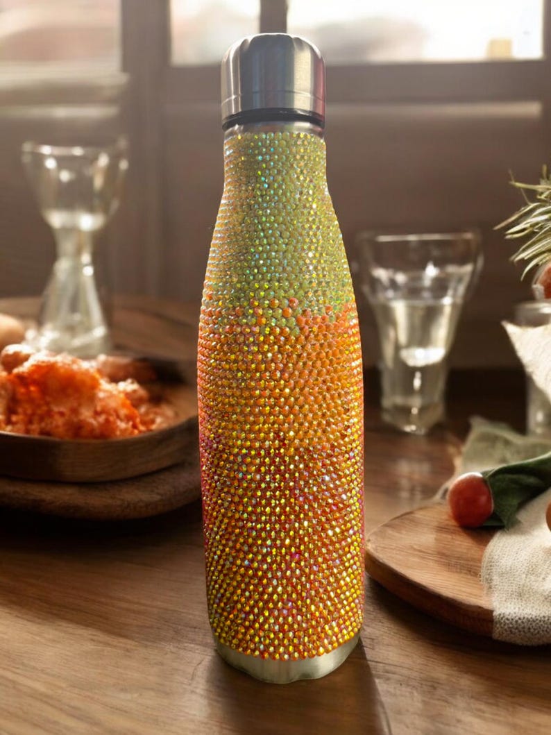 Elegant 17oz Blinged Stainless Steel Water Bottle – Style Meets ...