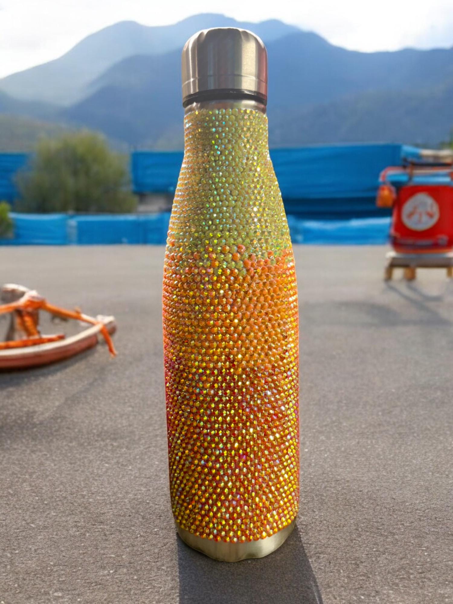 Elegant 17oz Blinged Stainless Steel Water Bottle – Style Meets ...