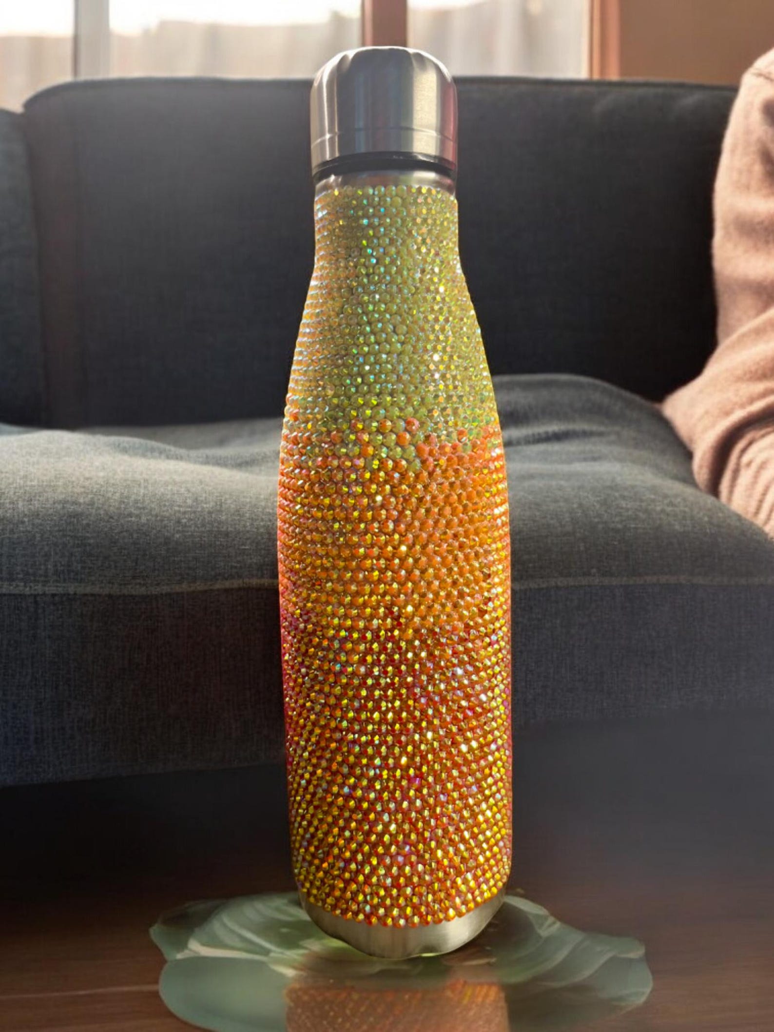Elegant 17oz Blinged Stainless Steel Water Bottle – Style Meets ...