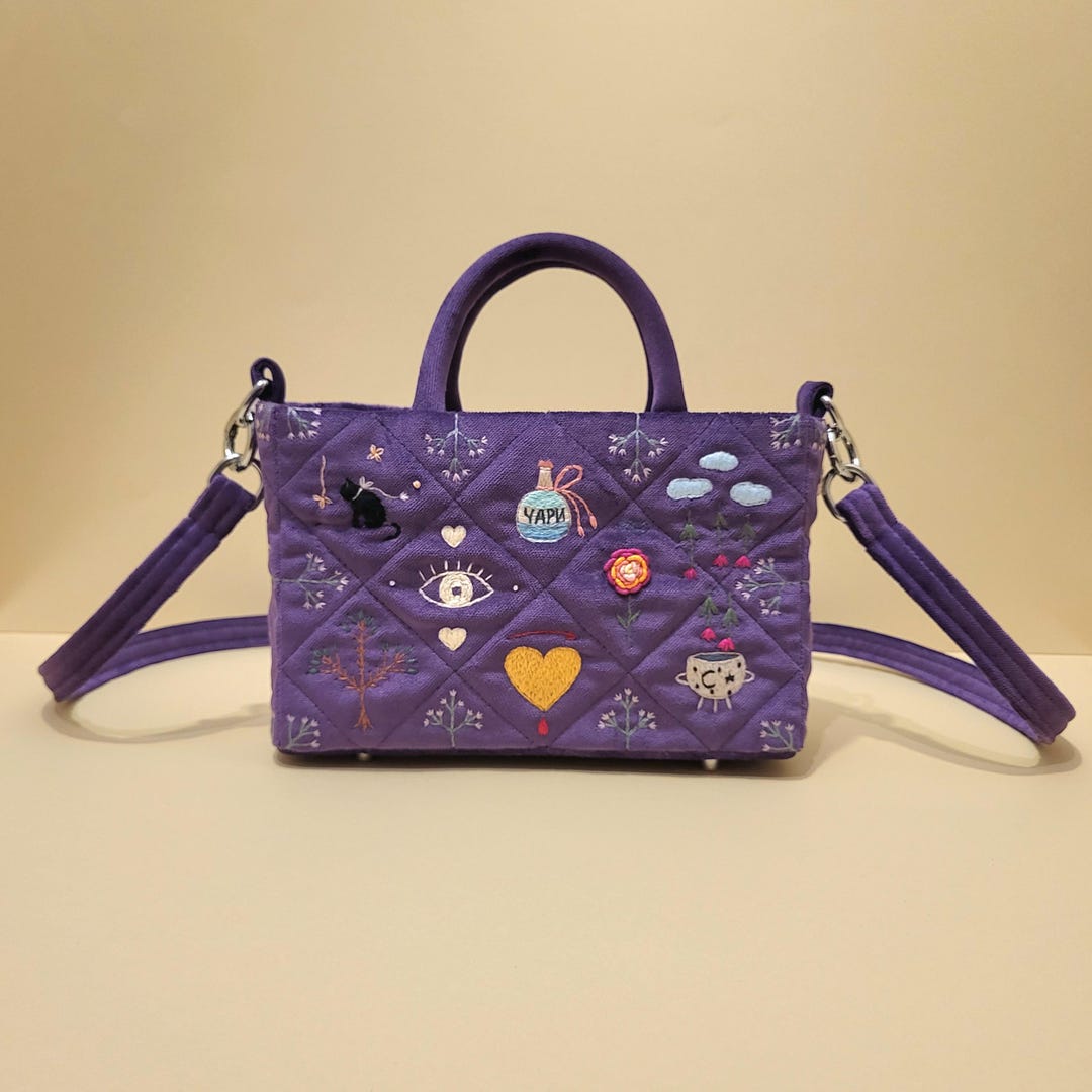 Embroidered Bag With Hand Magic Embroidery on Velvet, Textile Bag ...