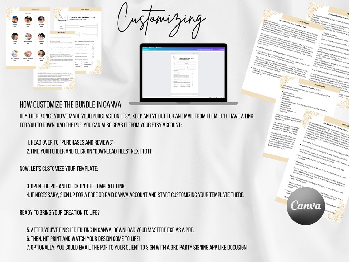 Permanent Makeup Intake Form - Editable Esthetician Template, Printable ...