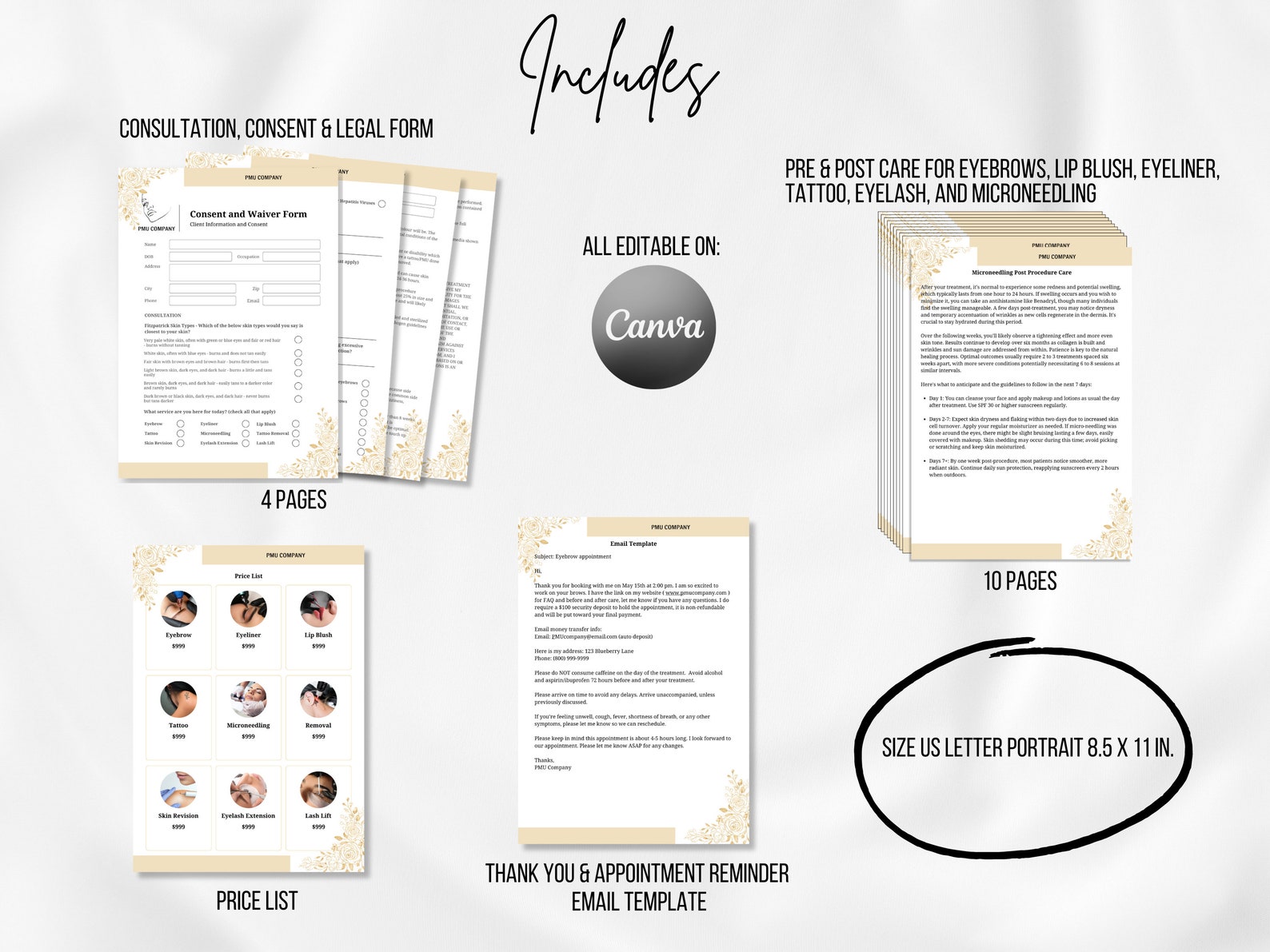 Permanent Makeup Intake Form - Editable Esthetician Template, Printable ...