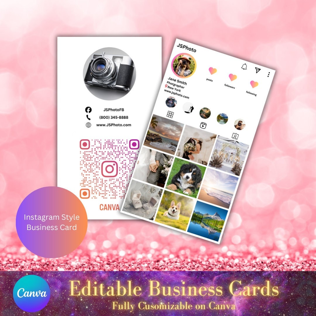 Instagram Business Cards,diy Canva Template Design,qr Code Business ...