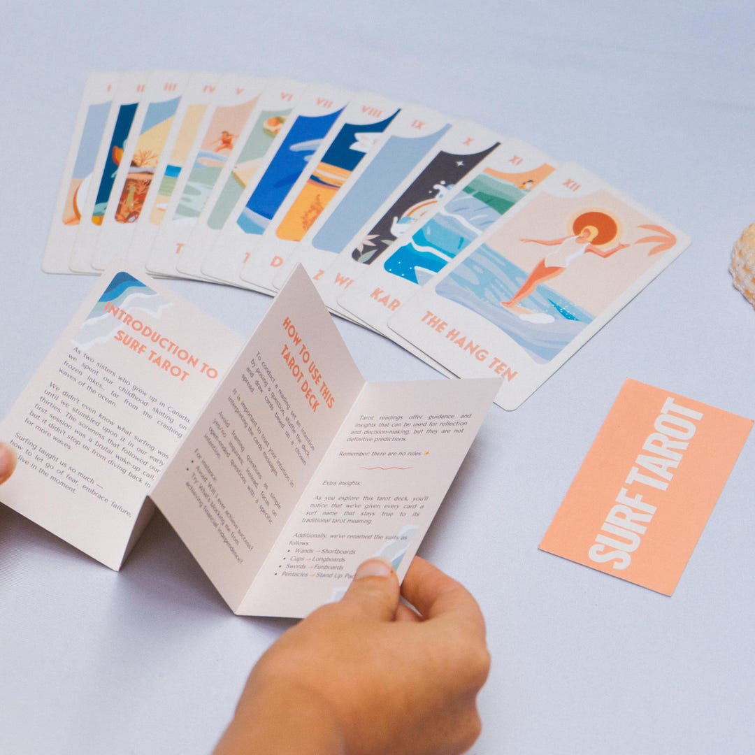 Surf Tarot Deck: Ocean-inspired Cards With Guidebook & Pouch - Etsy UK