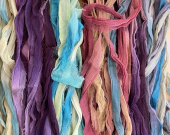 Ecoprinted and Dyed Torn Silk Chiffon Ribbon 3 Sizes - Etsy