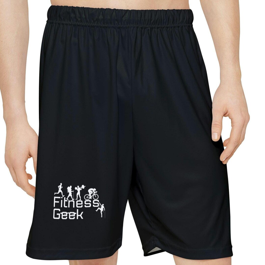 Black Fitness Geek Mens Sports Shorts - Gym Apparel, Training Gear ...