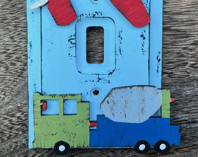 AIRPLANE & TRUCK/TRAIN Kids Switch Plate Cover Original Hand Painted ...