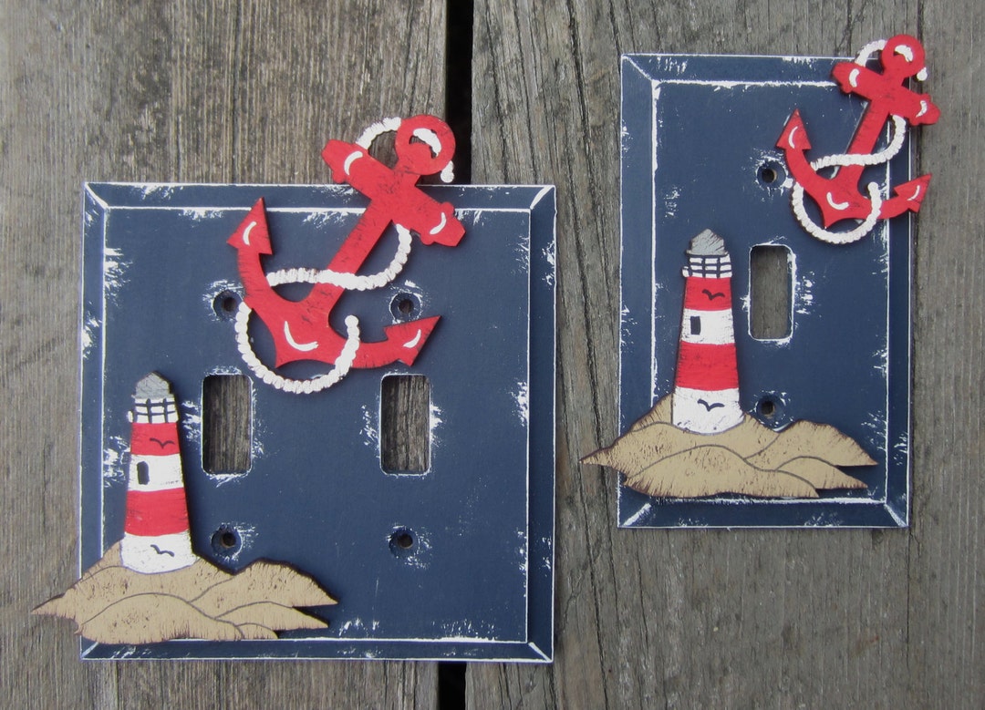 NAUTICAL Lighthouse/ocean/rustic Beach Decor - Switch Plate Cover ...