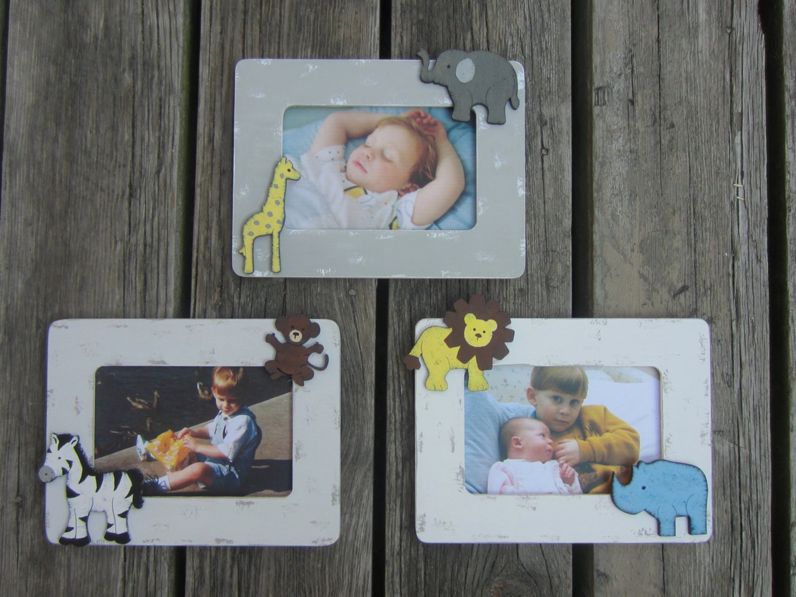 JUNGLE ANIMALS Kids Wood Picture Frame Original Hand - Etsy