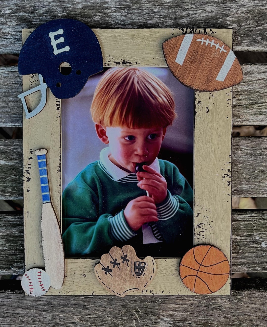 SPORTS PICTURE Frame/boy Personalized Initial/original Hand Painted ...