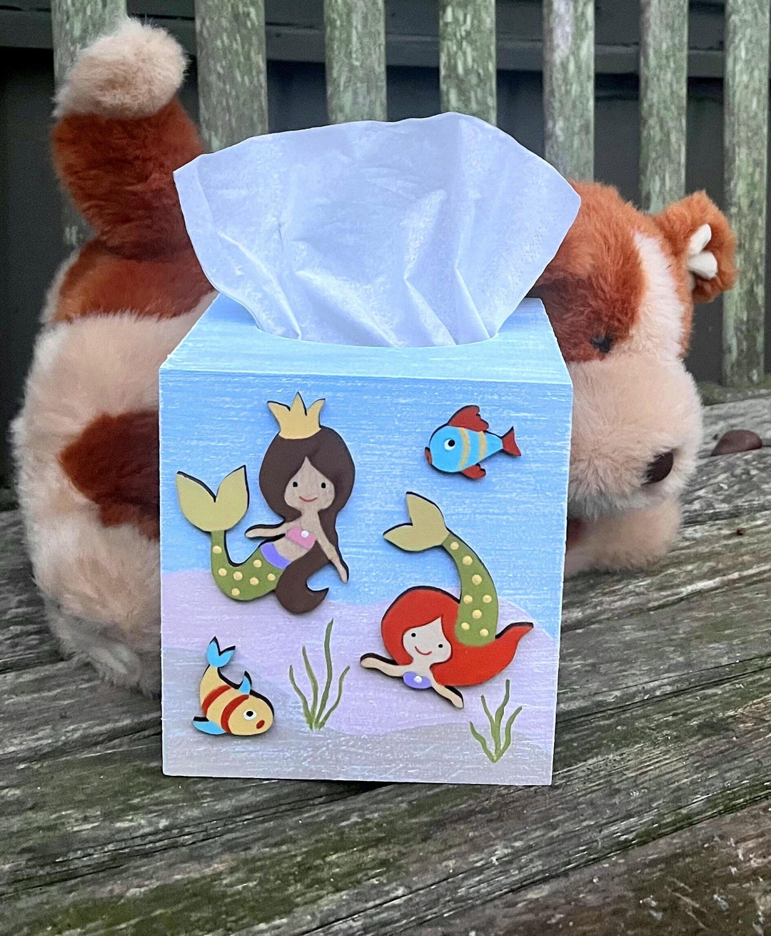 Hand Painted Mermaid Tissue Box Cover: Under the Sea Nursery Decor - Etsy