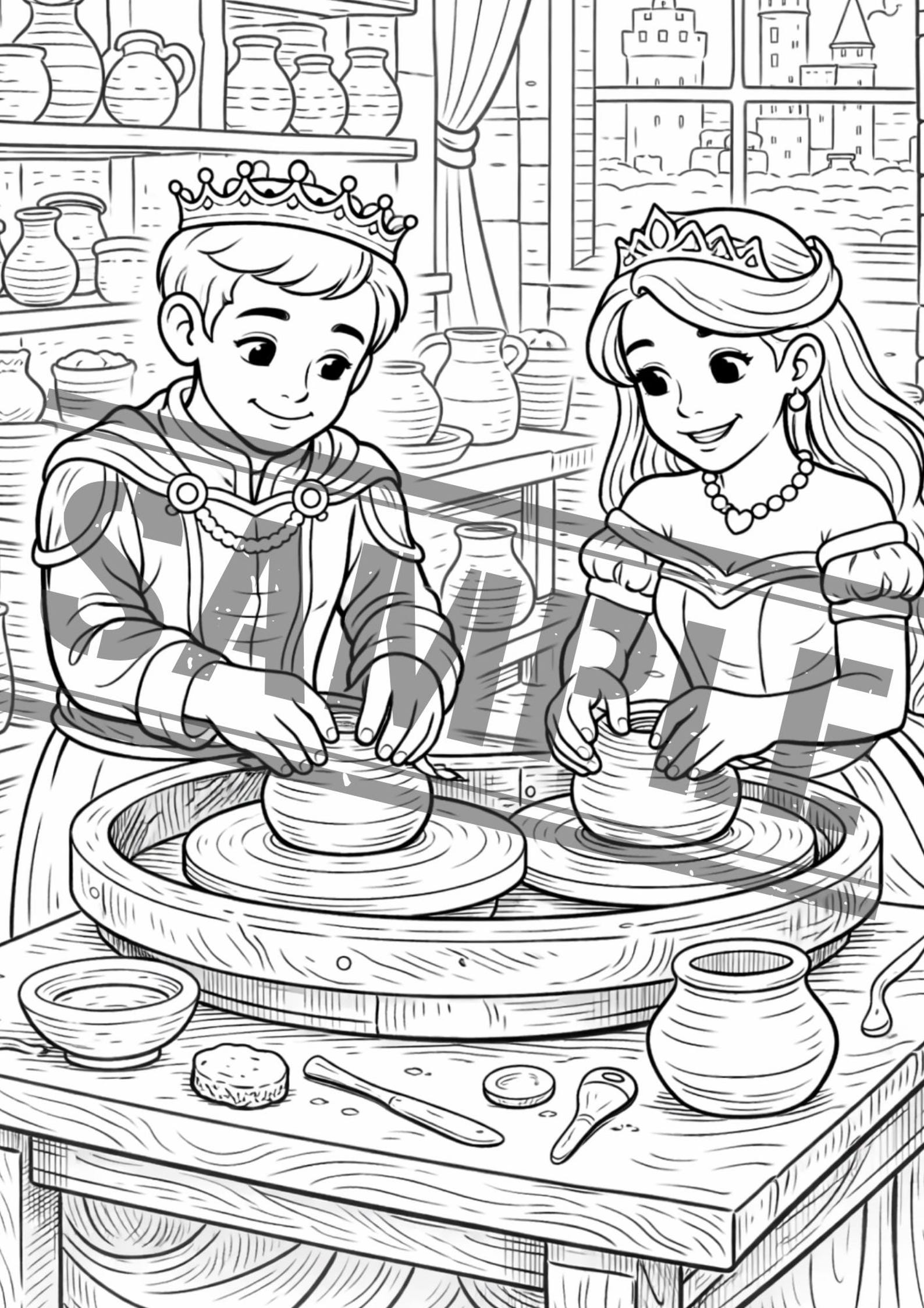 Royal Coloring Book - Printable 13 Page Princess and Prince Story From ...