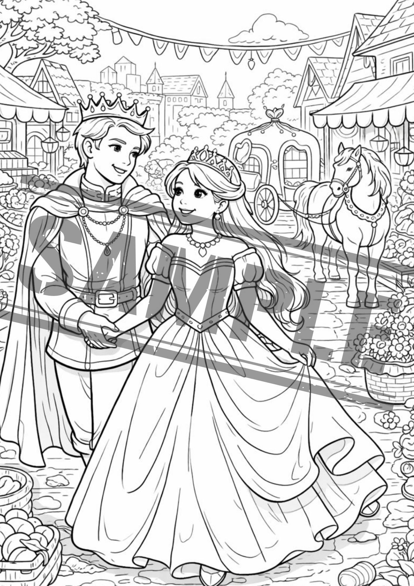 Royal Coloring Book - Printable 13 Page Princess and Prince Story From ...