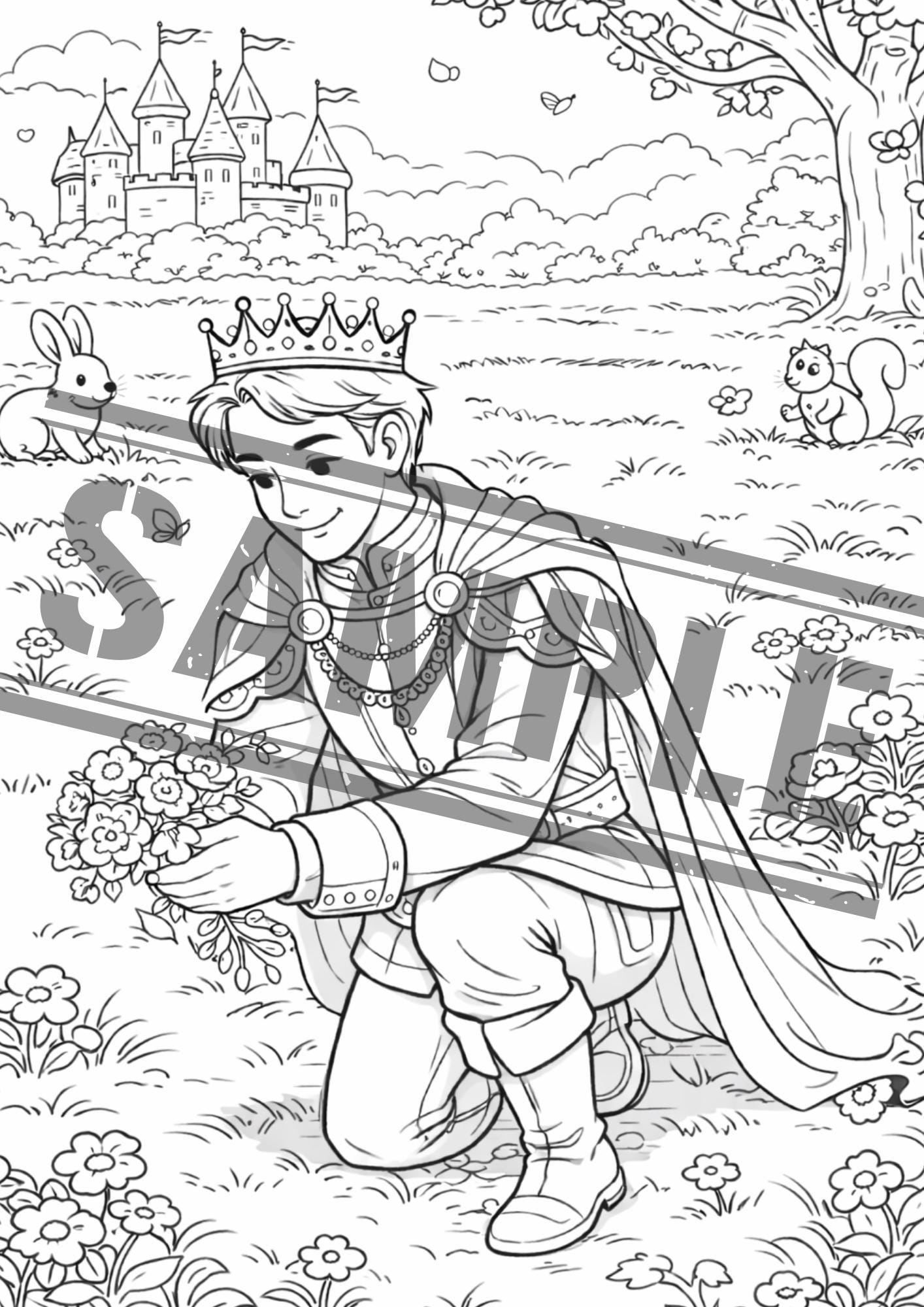 Royal Coloring Book - Printable 13 Page Princess and Prince Story From ...