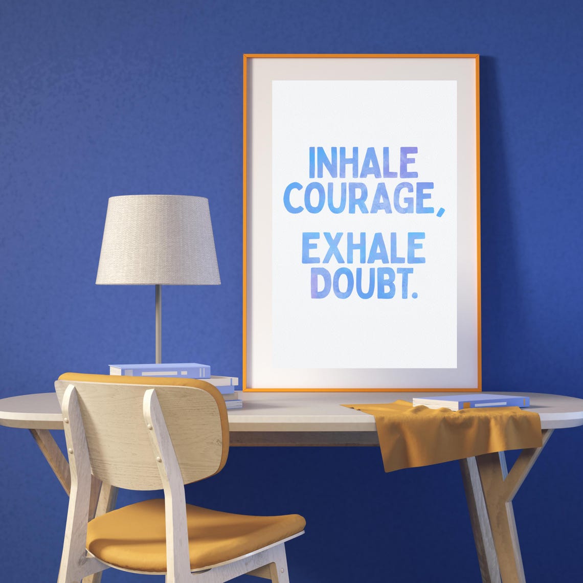 Inhale Courage Exhale Doubt Mindfulness Print Art Poster Blue ...