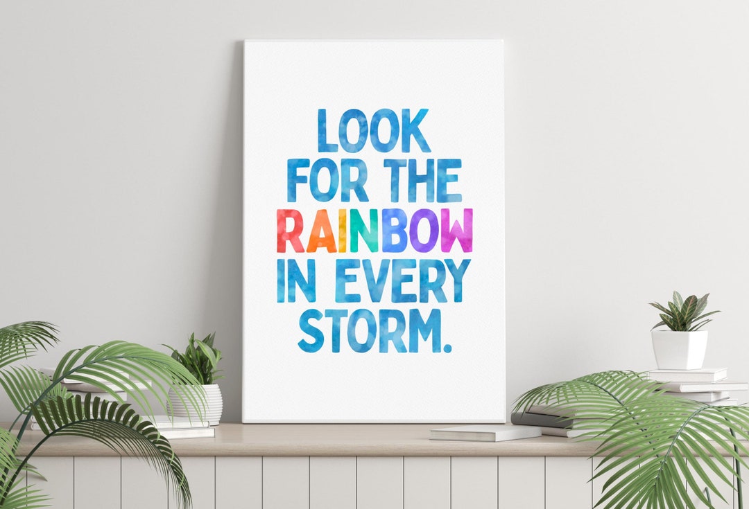 Look for the Rainbow Quote Print Uplifting Art Poster Rainbow ...