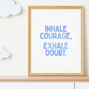 Inhale Courage Exhale Doubt Mindfulness Print Art Poster Blue ...